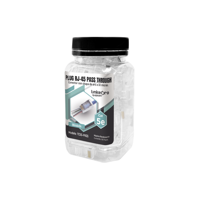 Bote con 100 Plugs Pass through RJ45 Cat5e BLINDADO, chapado de oro a ...